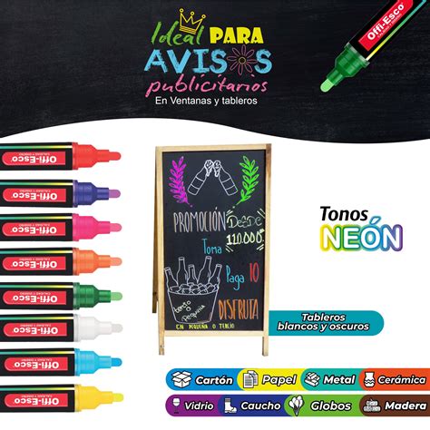 Marcador Arte Tiza Líquida Neón Offi Esco
