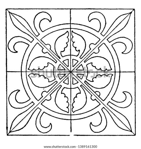 Medieval Square Panel Decorated Repeated Design Stock Vector Royalty