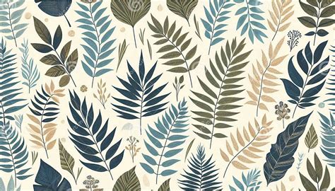 Botanical Leaves Patern Vector Background Stock Illustration