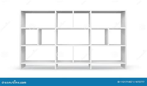 White Empty Bookcase Template Realistic Isolated Vector Stock Vector