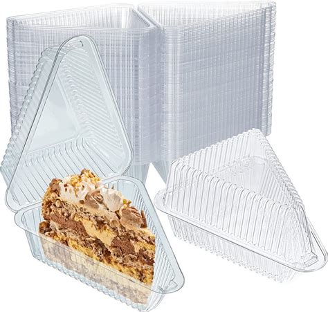 Nogis 100pcs Pie Container With Lid Clear Cake Slice Container Plastic
