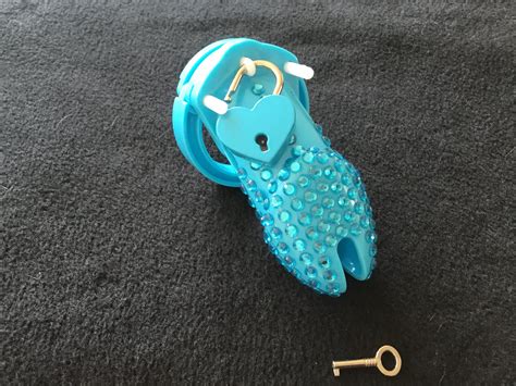A Beautiful Blue Male Chastity Cage Device Naughty Pleasures Uk
