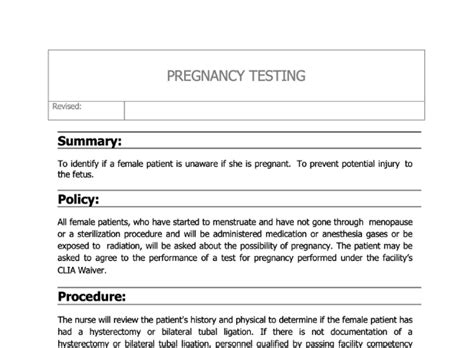 Pregnancy Testing Policy