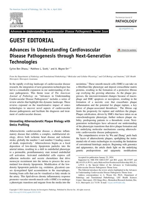 Pdf Advances In Understanding Cardiovascular Disease Pathogenesis