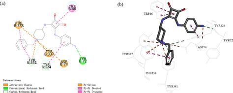 A Optimal Pose Of Compound 3 At The Active Site Of Ache B Residues