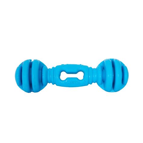 Brinquedo Furacão Pet Halteres De Borracha Maciça Azul Com Cravo Para