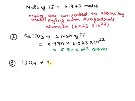 How Many Atoms Of Titanium Are There In 0 970 Mole Of Each Of The