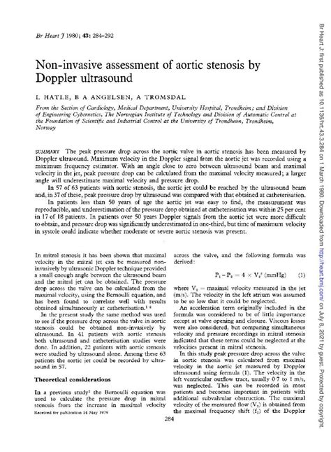 Pdf Non Invasive Assessment Ofaortic Stenosis By Doppler Non Invasive Assessment Ofaortic