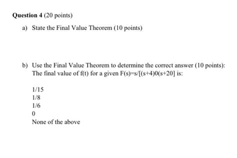 solved question 4 20 points a state the final value