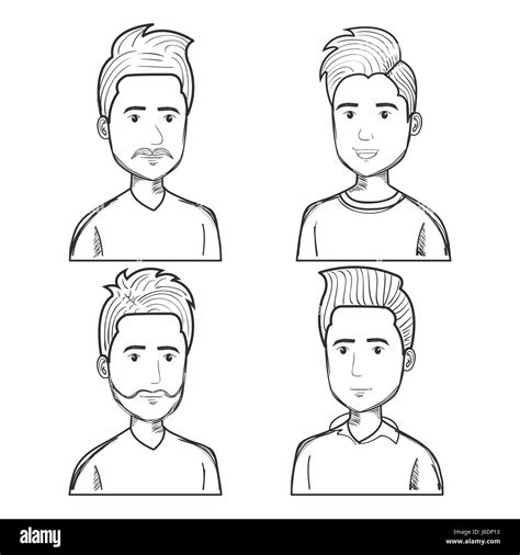 Men Hairstyles Stock Vector Images Alamy