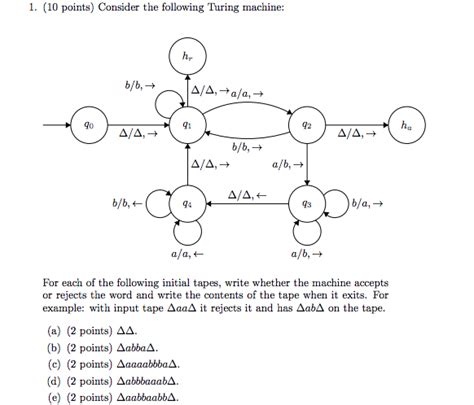 Solved 1 10 Points Consider The Following Turing Machine