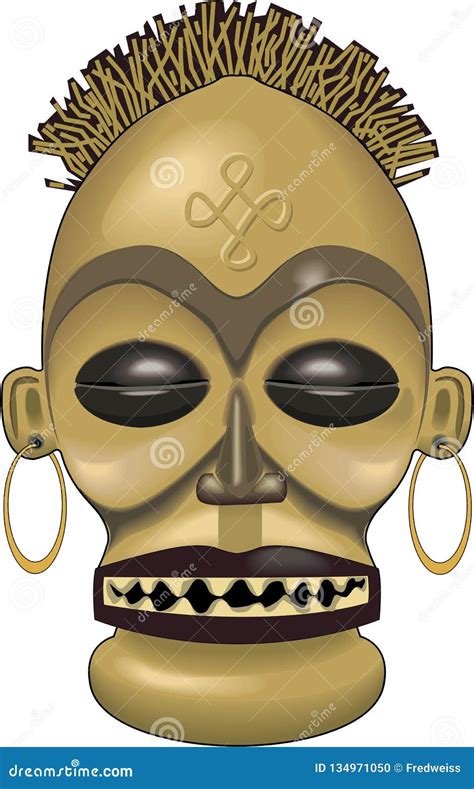 African Ceremonial Masks Cartoon Ancient Ritual Tribal Symbols