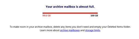 Archive Mailbox Almost Full Microsoft Community