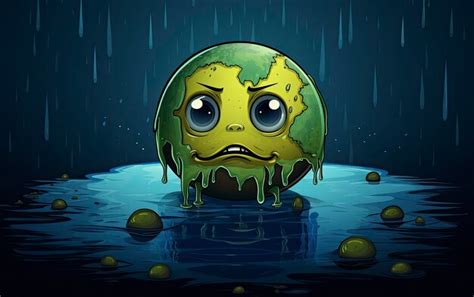 Premium Photo Cute Earth Crying Because Of Polluted Ecology Detailed