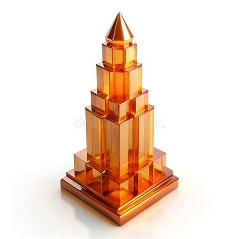 Orange Crystal Tower Futuristic Building Game Asset Isolated On White