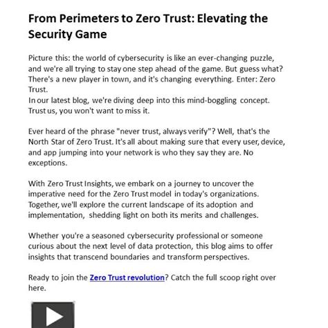 Ppt From Perimeters To Zero Trust Elevating The Security Game