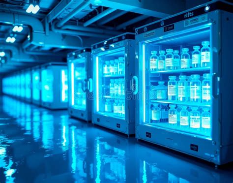 Vaccine Storage Facility With Temperature Controlled Units A High Tech Storage Room Featuring