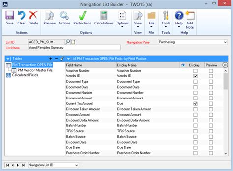 Aged Payables Summary Smartlist Builder Template Eone Solutions