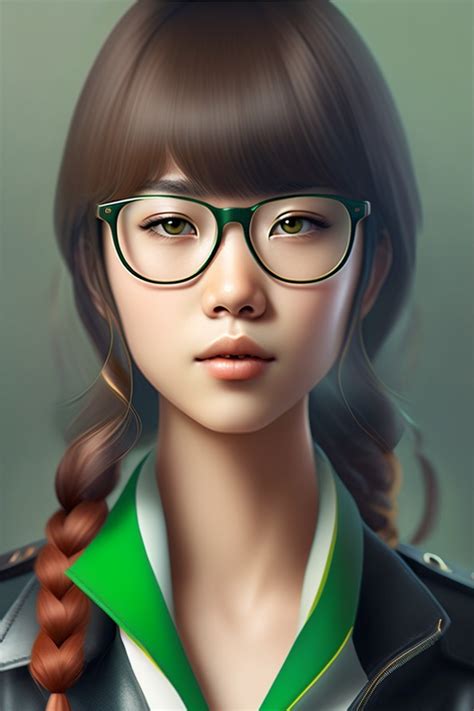 Lexica Skinny Teenager Asian Slightly Curly Hair Bangs Brown
