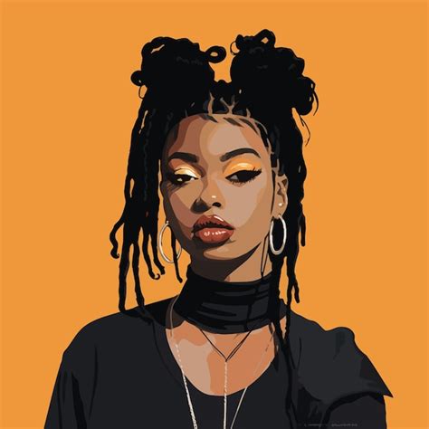 Premium Vector Black Woman Portrait Vector Illustration