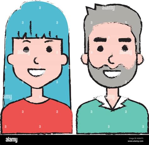 Lovers Couple Avatars Characters Vector Illustration Design Stock