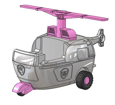 STL File PAW PATROL SKYE CAR HELICOPTER3D Printer Model To