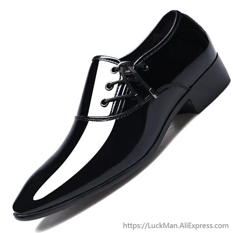 Elbise Ayakkab Erkekler Oxford Faux Patent Deri Erkek Resmi Ayakkab Noktas Toe Klasik I Ayakkab