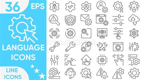 Setting Setup Line Icons Vector And Illustrator Set Stock Vector Illustration Of Control Move