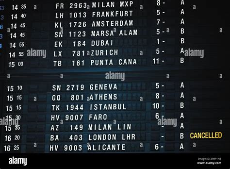 Airport Flights Departures Board Timetable Information Schedule Stock
