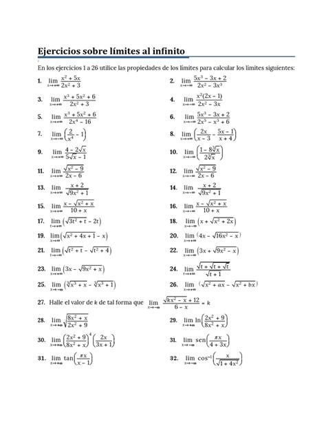 Ejercicios Limites Al Infinito Pdf Ajedrez