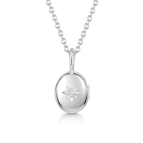 Personalised Silver Tiny Crystal Oval Ashes Necklace Engravers Guild