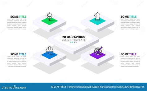 Infographic Template 4 Isometric Squares With Icons Stock Vector