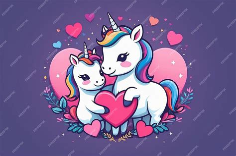 Premium Photo Cute Unicorn Hug Love Heart Cartoon Vector Icon