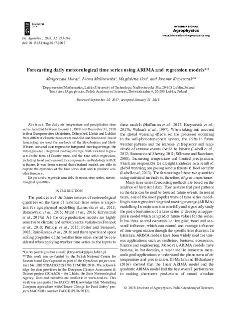 Pdf Forecasting Daily Meteorological Time Series Using Arima And