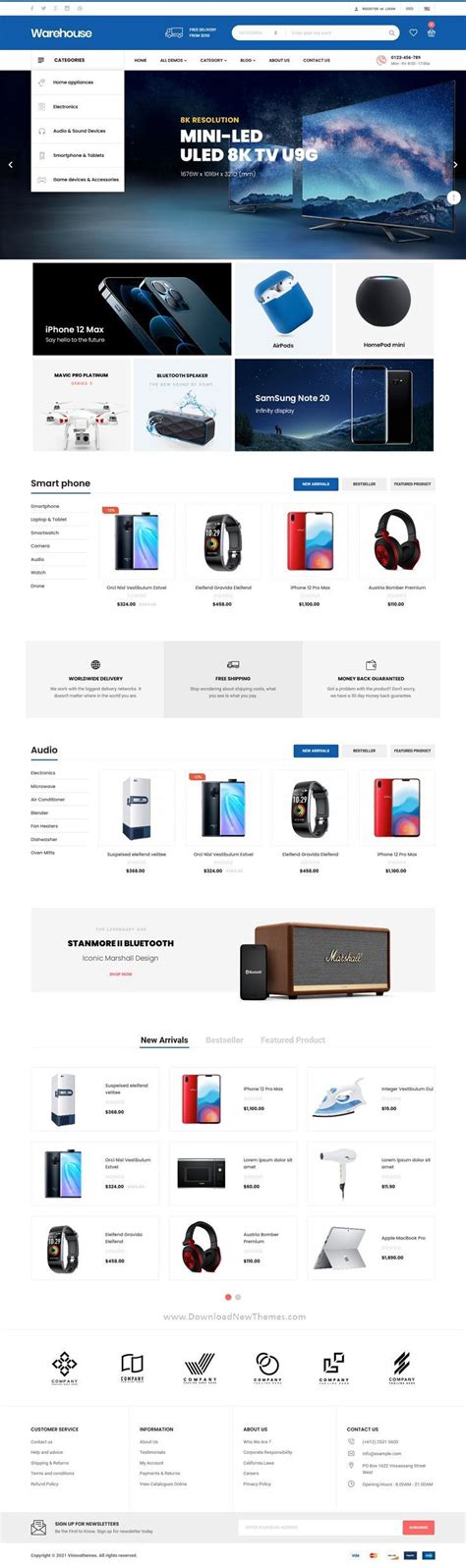 warehouse electronics store prestahop theme electronics store