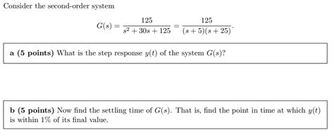 Solved Consider The Second Order System Chegg