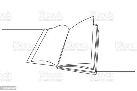 Gambar Satu Baris Berkelanjutan Buku Terbuka Dengan Halaman Konsep