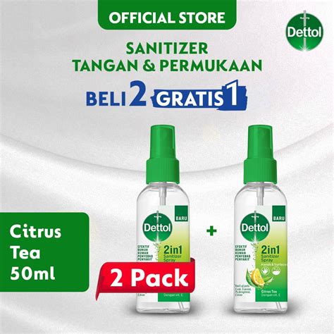 Jual Dettol Hand Sanitizer And Surface Spray 2in1 50ml Citrus Tea X 3 Shopee Indonesia