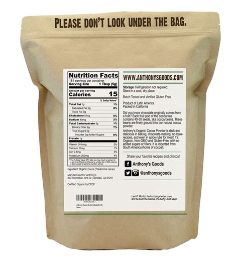 Cocoa Powder Usda Organic And Batch Tested Gluten Free Anthonys Goods