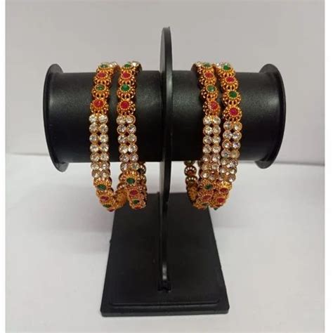 Golden Party 4 Piece Rubans Brass Bangle Set Size 2 4 Inch At 65