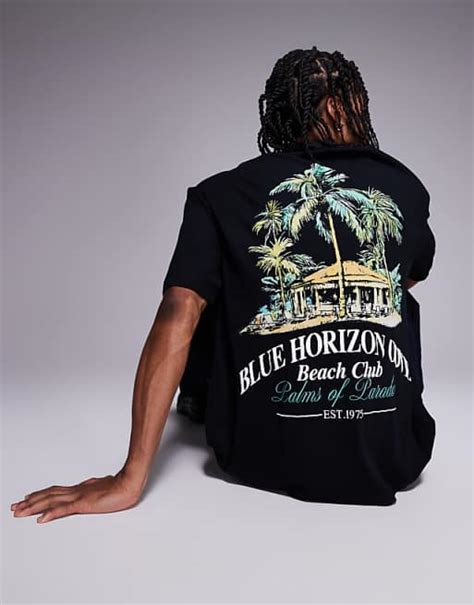 Asos Design Oversized T Shirt With Back Print In Black Asos