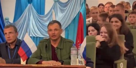 Propagandysta Z Okupowanego Przez Wojska Putina Chersonia Przemawia Do