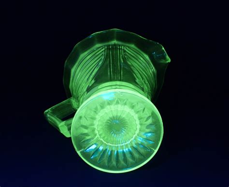 Uranium Glass Jug Art Deco Sowerby Pitcher Decorativevintage