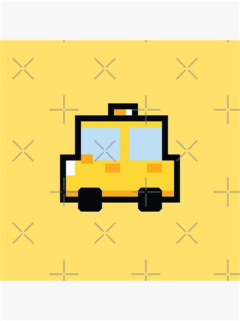 Póster Taxi Amarillo En El Universo Colorido Coche De Dibujos