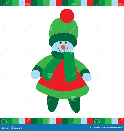 Cute Snowgirl On White Background Stock Vector Illustration Of