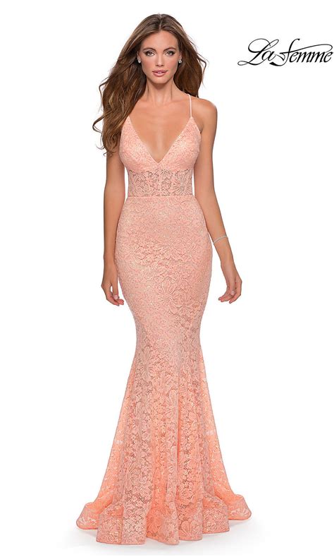 Long La Femme Sequin Lace Prom Dress Promgirl