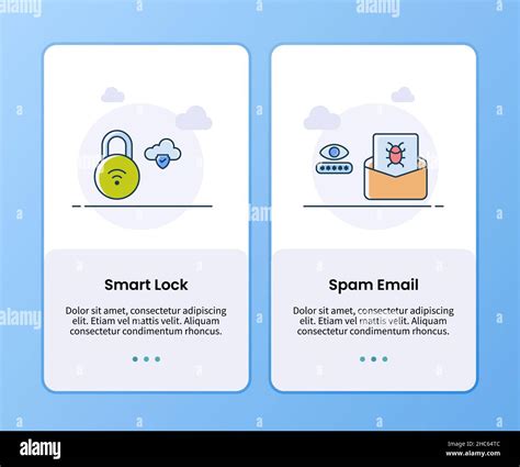Internet Security Smart Lock And Spam Email Onboarding Template For Mobile Ui App Design Stock