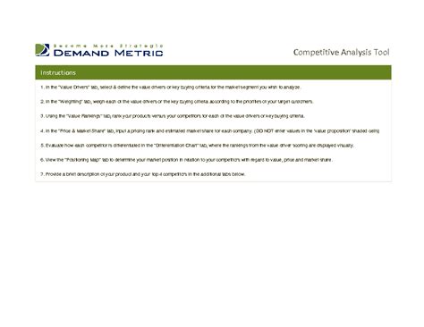 Competitive Analysis Tool Template Excel XLS
