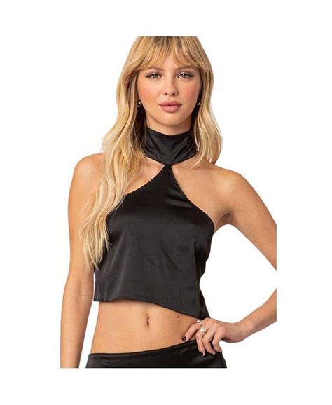 Edikted Womens Daina Satin Open Back Crop Top Macys