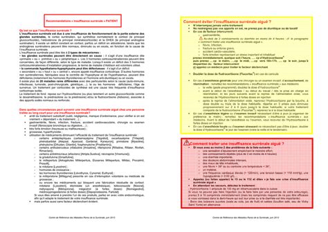 Fiche conseils Insuffisance surrénale Patient